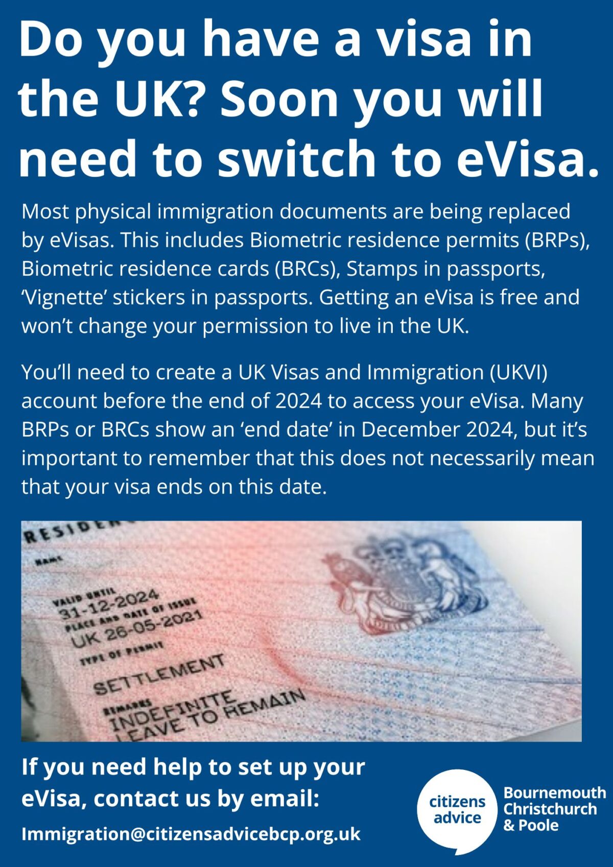 eVisa Transition | Citizens Advice Bournemouth Christchurch & Poole